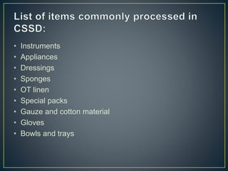 Central sterile supply department(cssd) | PPTX