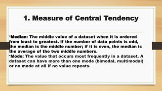 central tendancy,types of measures,types of t test | PPTX