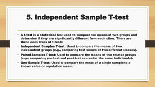 central tendancy,types of measures,types of t test | PPTX