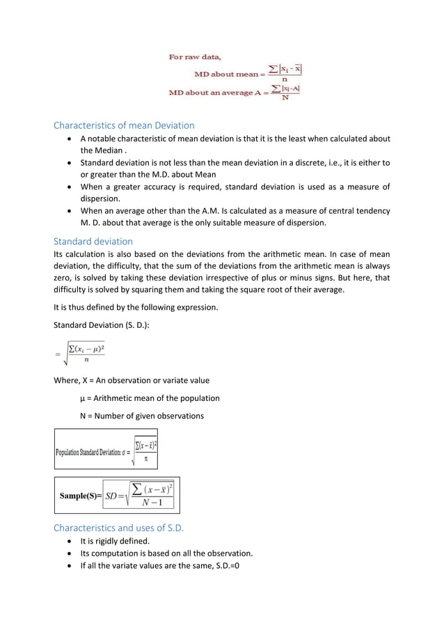 Central tendency and Measure of Dispersion | PDF | Physics | Science