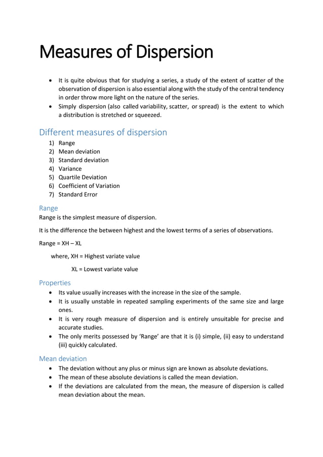 Central tendency and Measure of Dispersion | PDF | Physics | Science