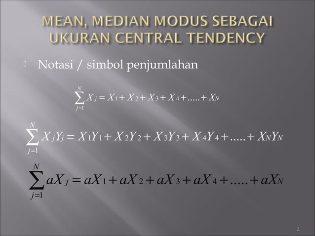 Central tendency mean median modus | PPT