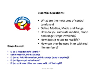 Central tendency median mode and range lesson plan | PPTX | Education