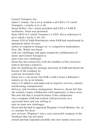 Central Transport, Inc.Jamie C orman, t he n ew p resident a nd .docx
