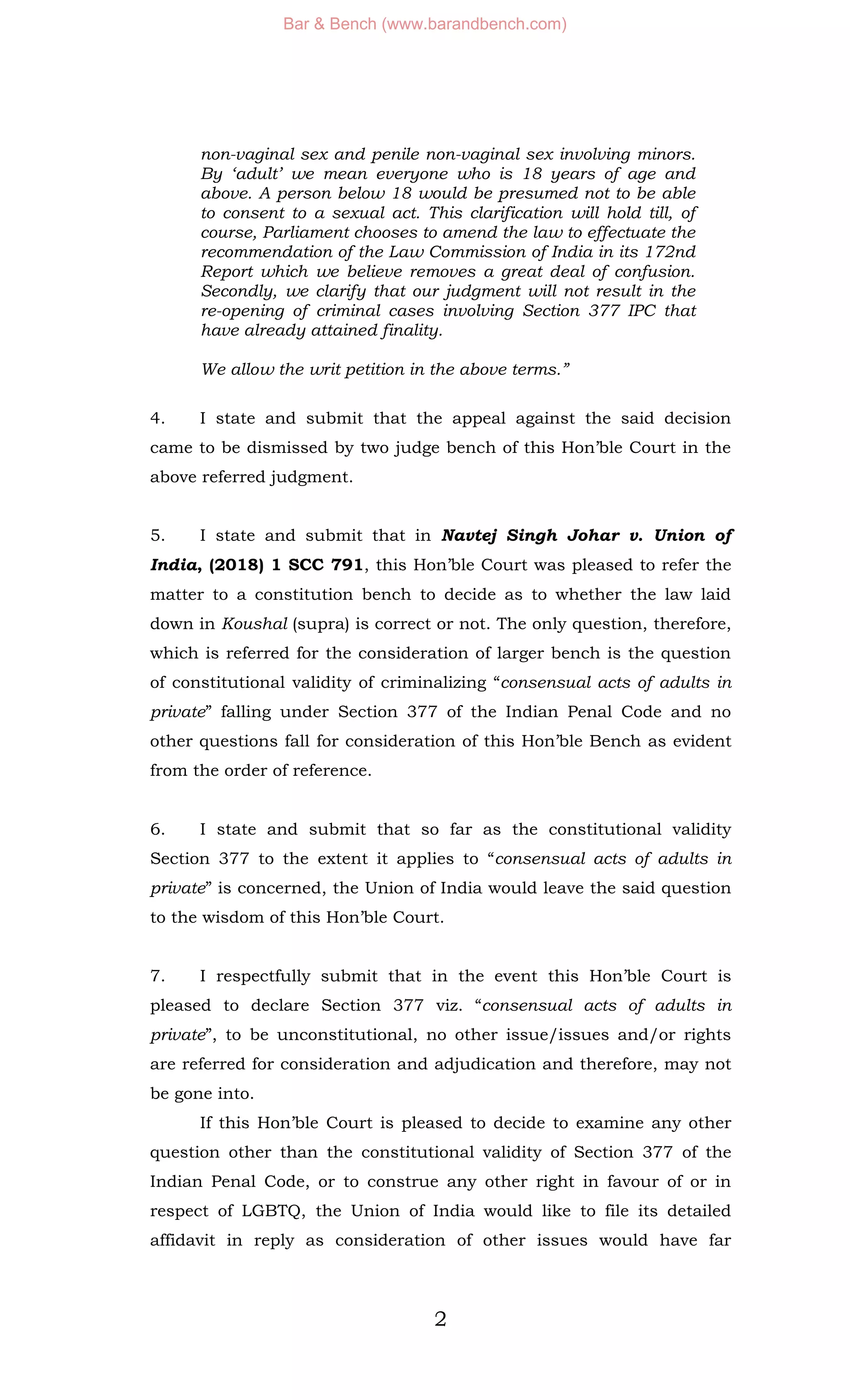 Centre affidavit-section-377 | PDF