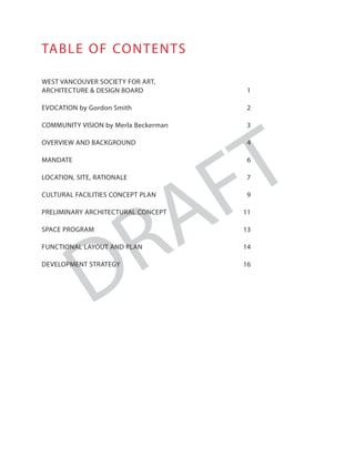 Draft Brief - West Vancouver Centre for Art Architecture Design | PDF