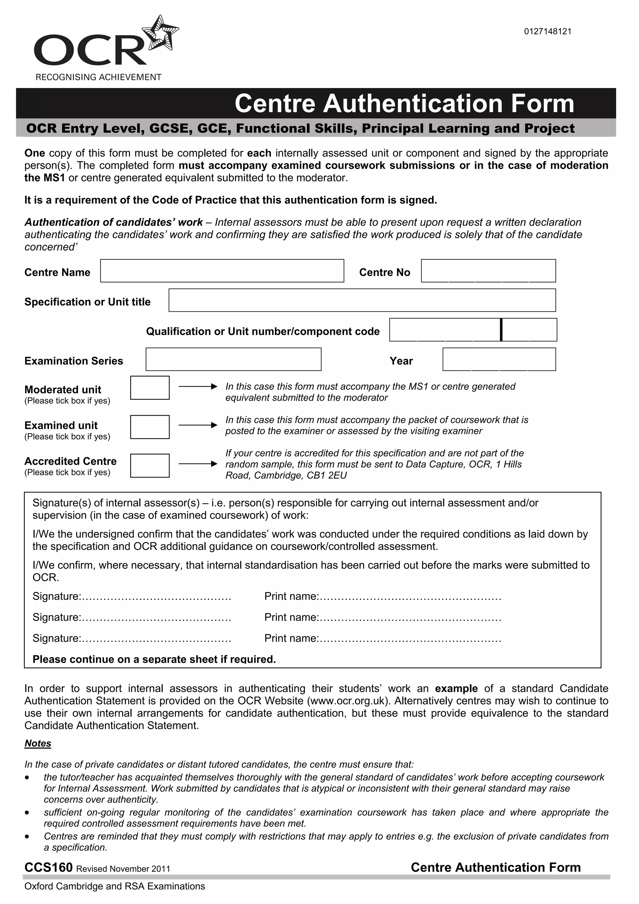 A2 Media Studies - Centre authentication form | PDF