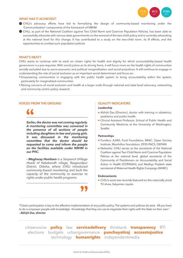 Centre for Health and Social Justice (CHSJ) | PDF