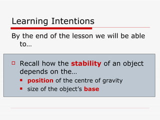 Centre of Gravity and Stability | PPT