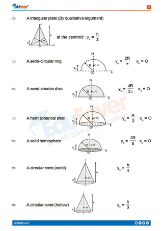 Centre of Mass - Physics Revision Notes | PDF