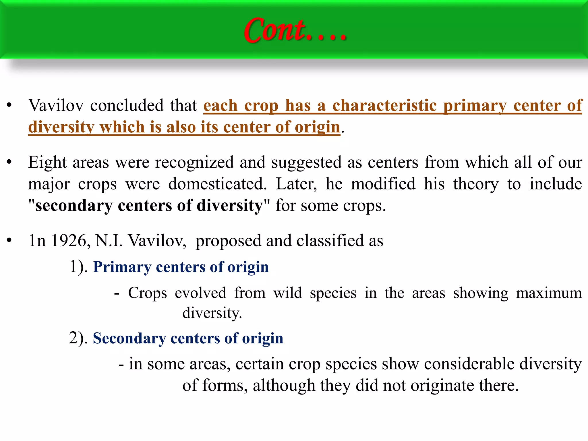 Centres of origin biodiversity and its significance | PPTX