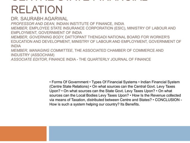 Centre state financial relations | PPT