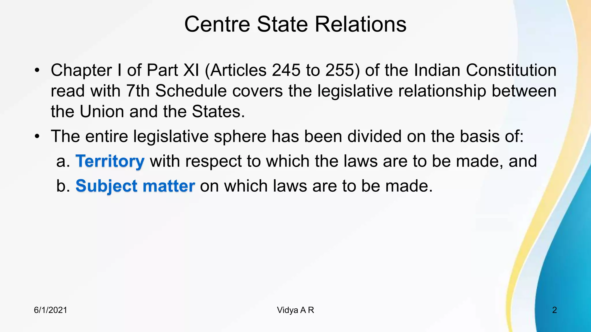 Centre state relations | PPTX