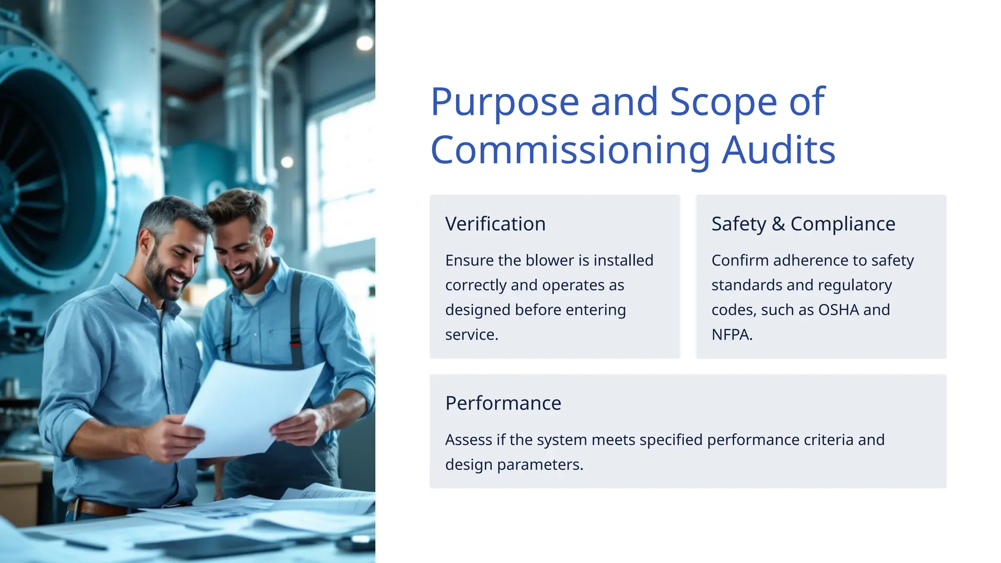 Centrifugal Blower Commissioning Checklist Audit with eAuditor | PPT