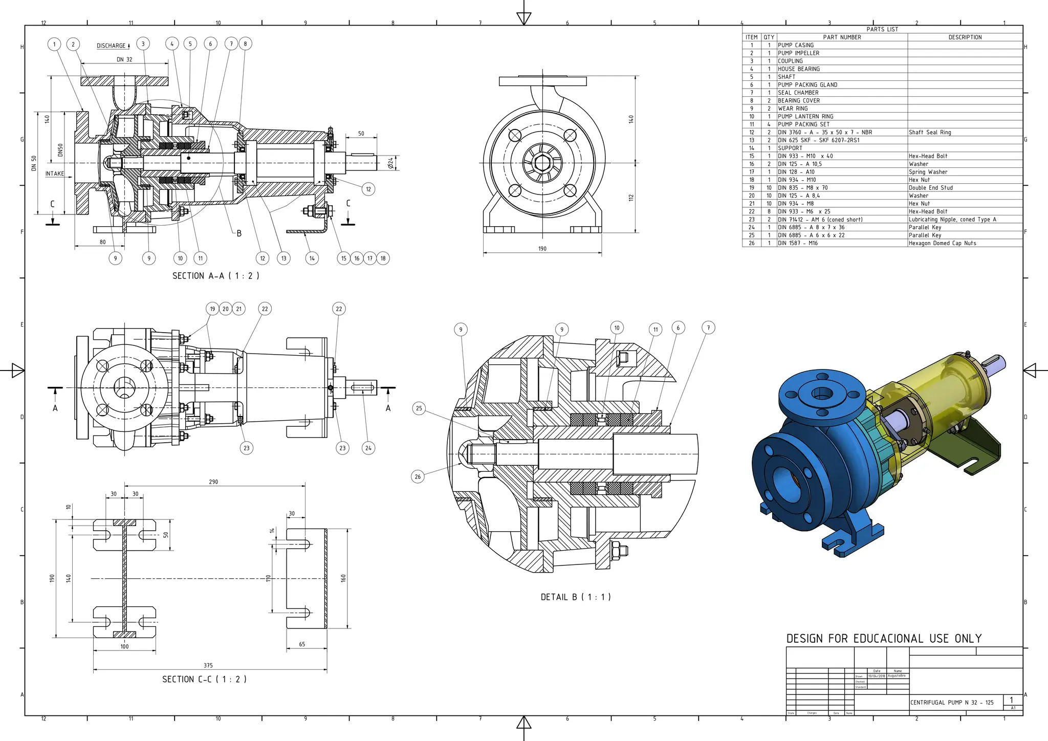 planos de una Bomba centrifuga en solidworks | PDF