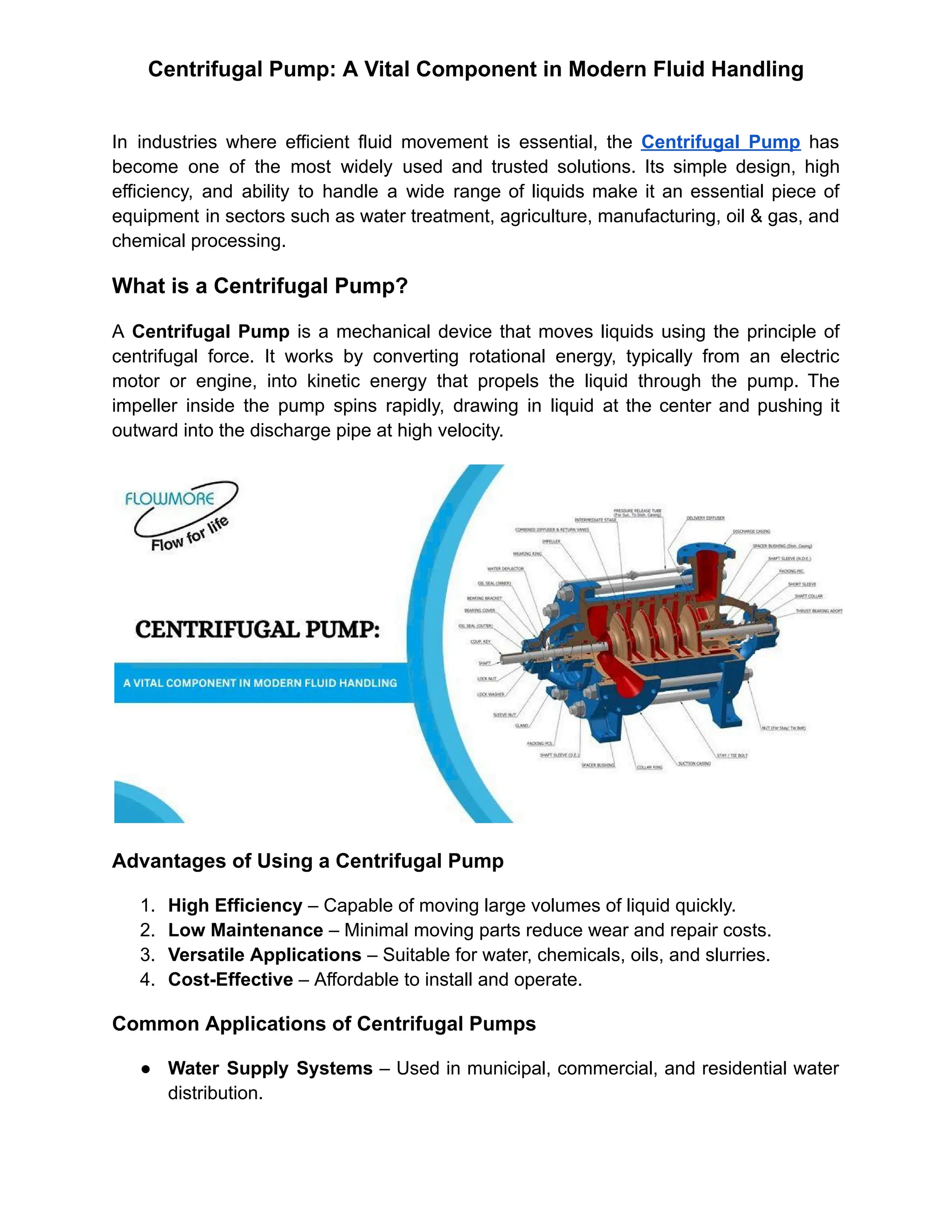 Centrifugal Pump: A Vital Component in Modern Fluid Handling | PDF