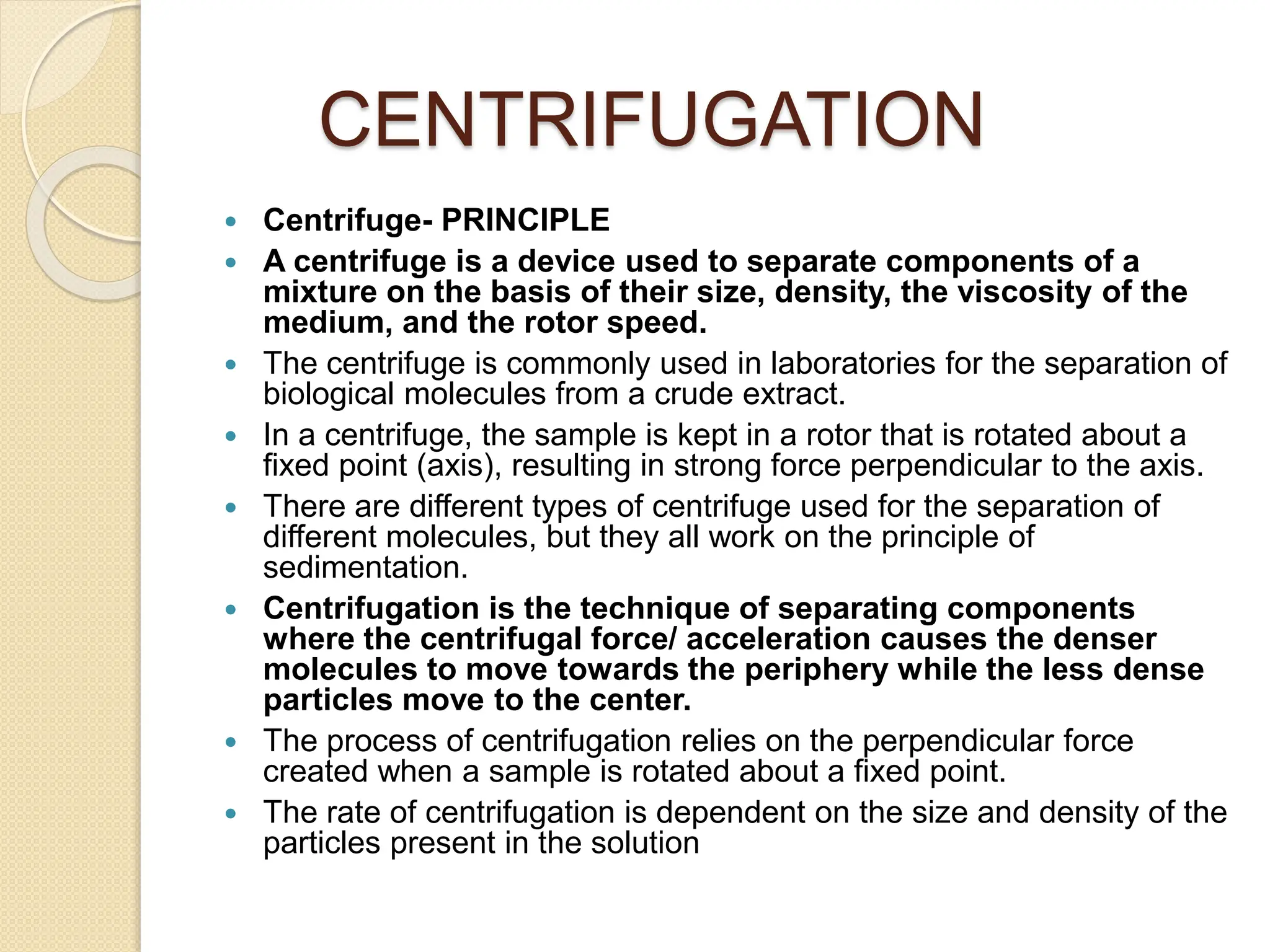 CENTRIFUGE INSTRUMENT- A MEDICAL BIOLOGY | PPTX