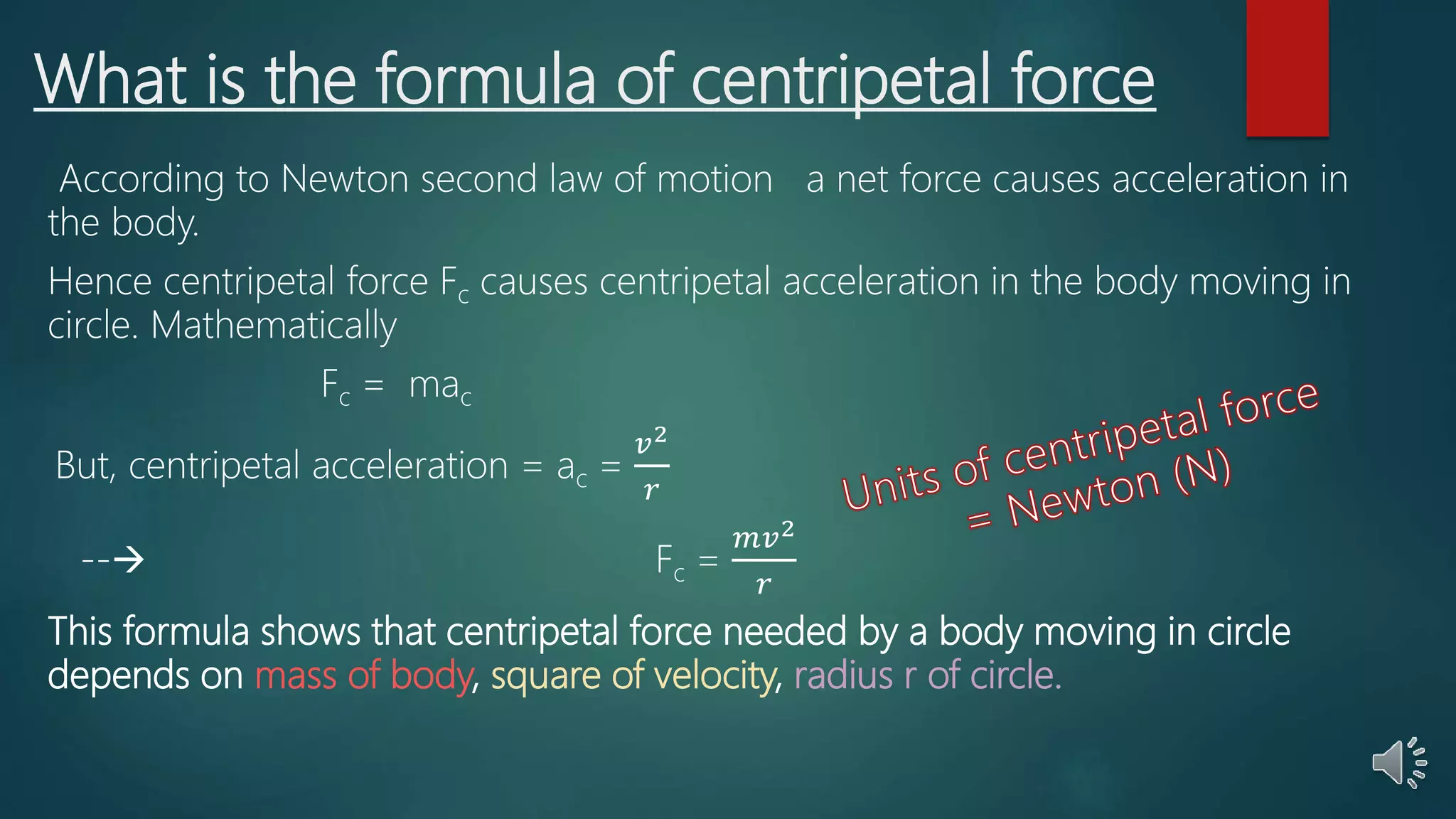 Class 9th Unit 3 Dynamics Centripetal force | PPT