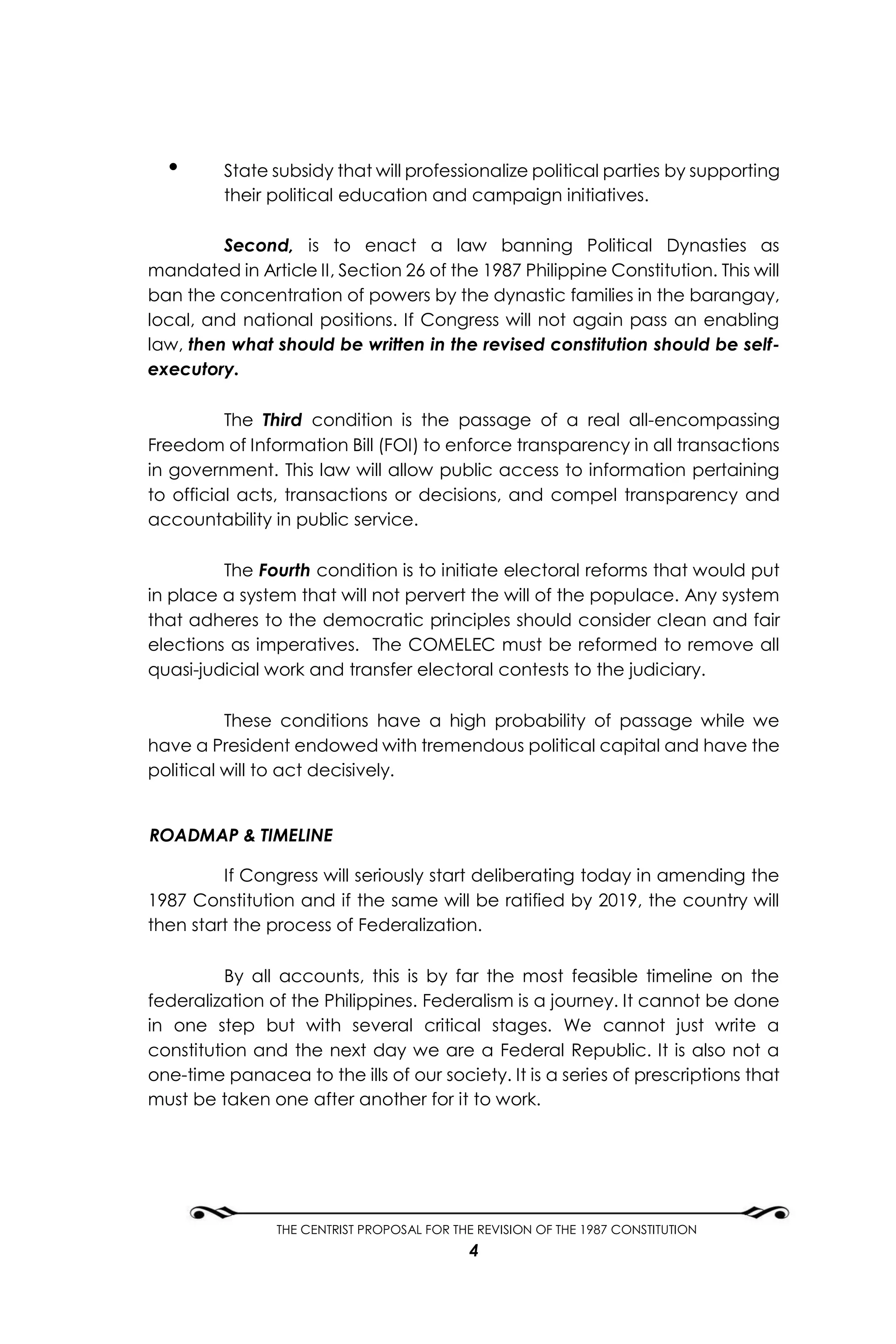 CENTRIST PROPOSAL CONSTITUTION of the Federal Republic of the ...