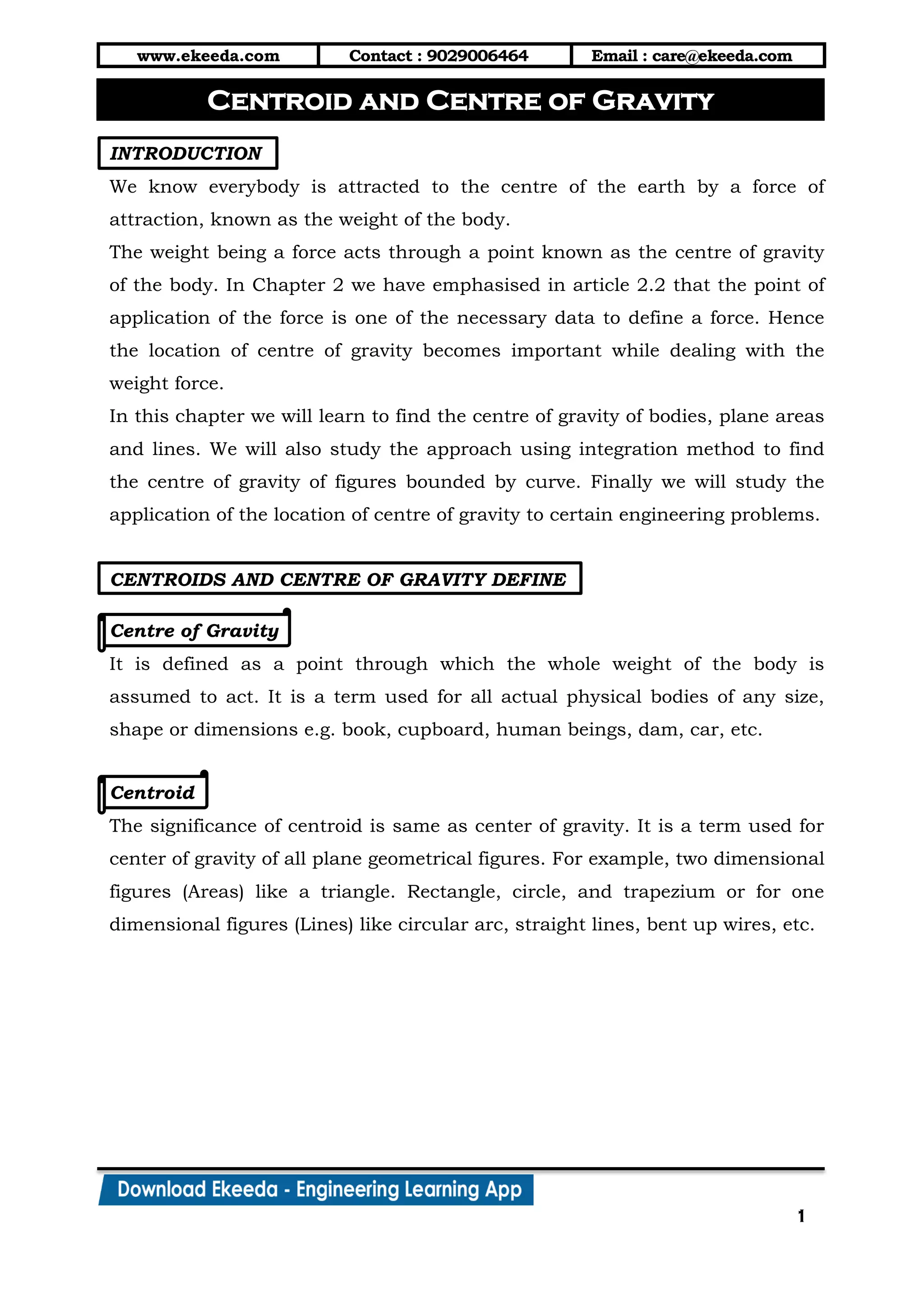 Centroid and centre of gravity | PDF