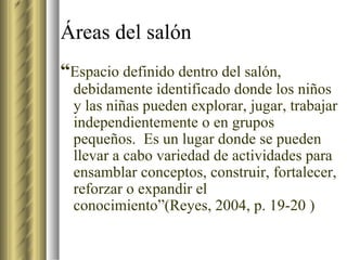 Las áreas y los centros de aprendizaje en el preescolar | PPT