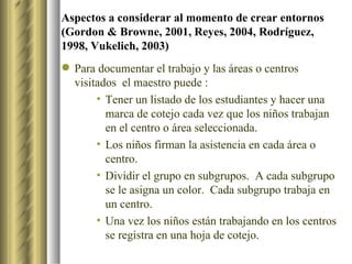 Las áreas y los centros de aprendizaje en el preescolar | PPT