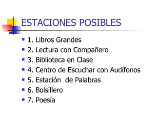 Centro y estaciones en la clase de lectura | PPT