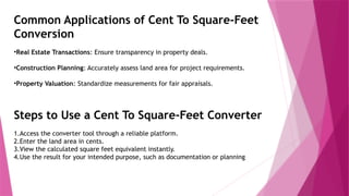 Cent To Square-Feet Converter: Simplifying Land Measurement | PPT