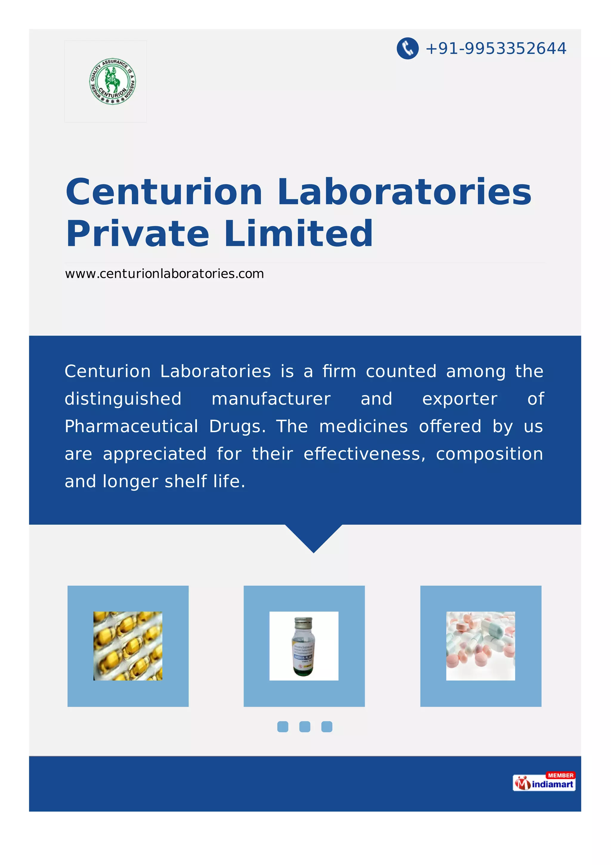 Centurion Laboratories, Vadodara, Pharmaceutical Drugs | PDF