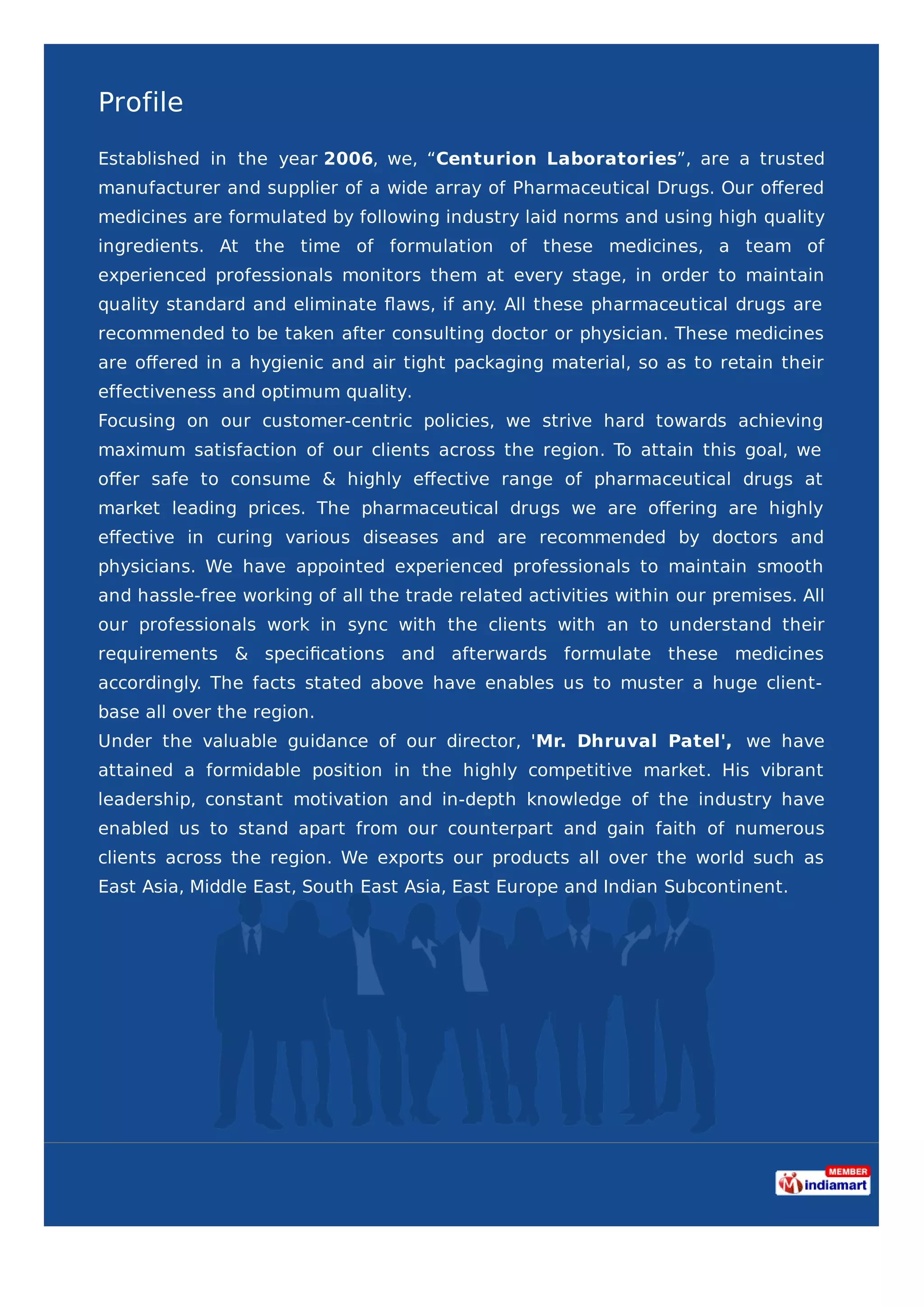 Centurion Laboratories, Vadodara, Pharmaceutical Drugs | PDF
