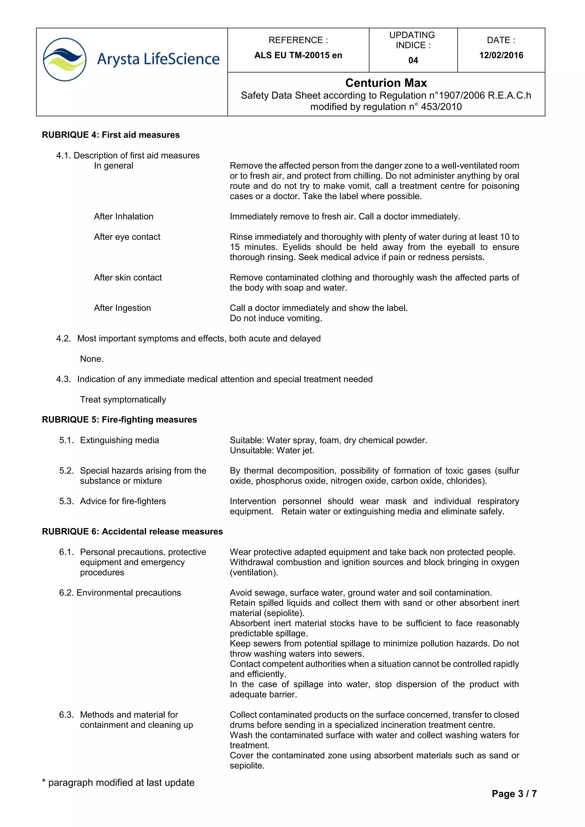 Centurion max msds | PDF