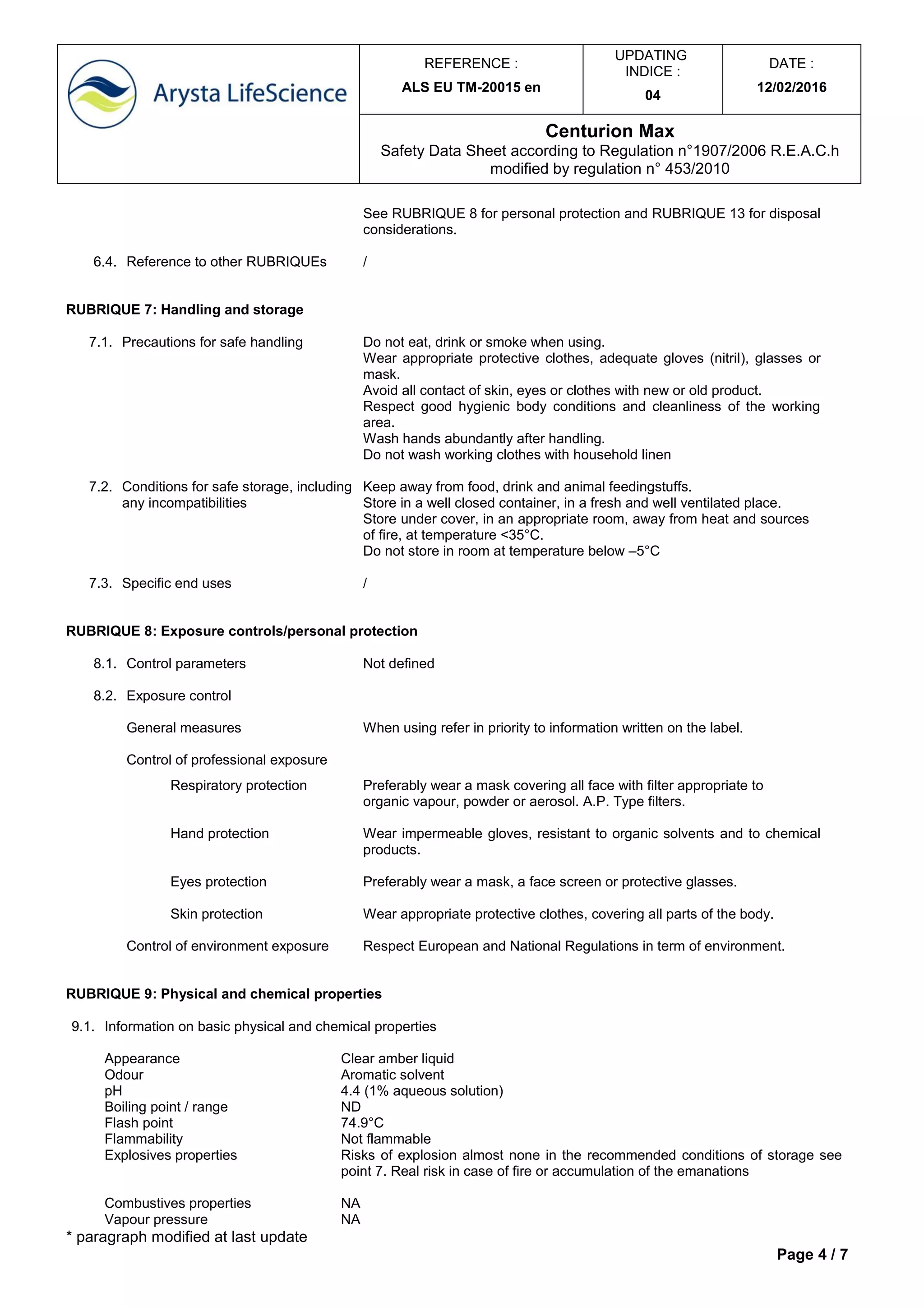 Centurion max msds | PDF