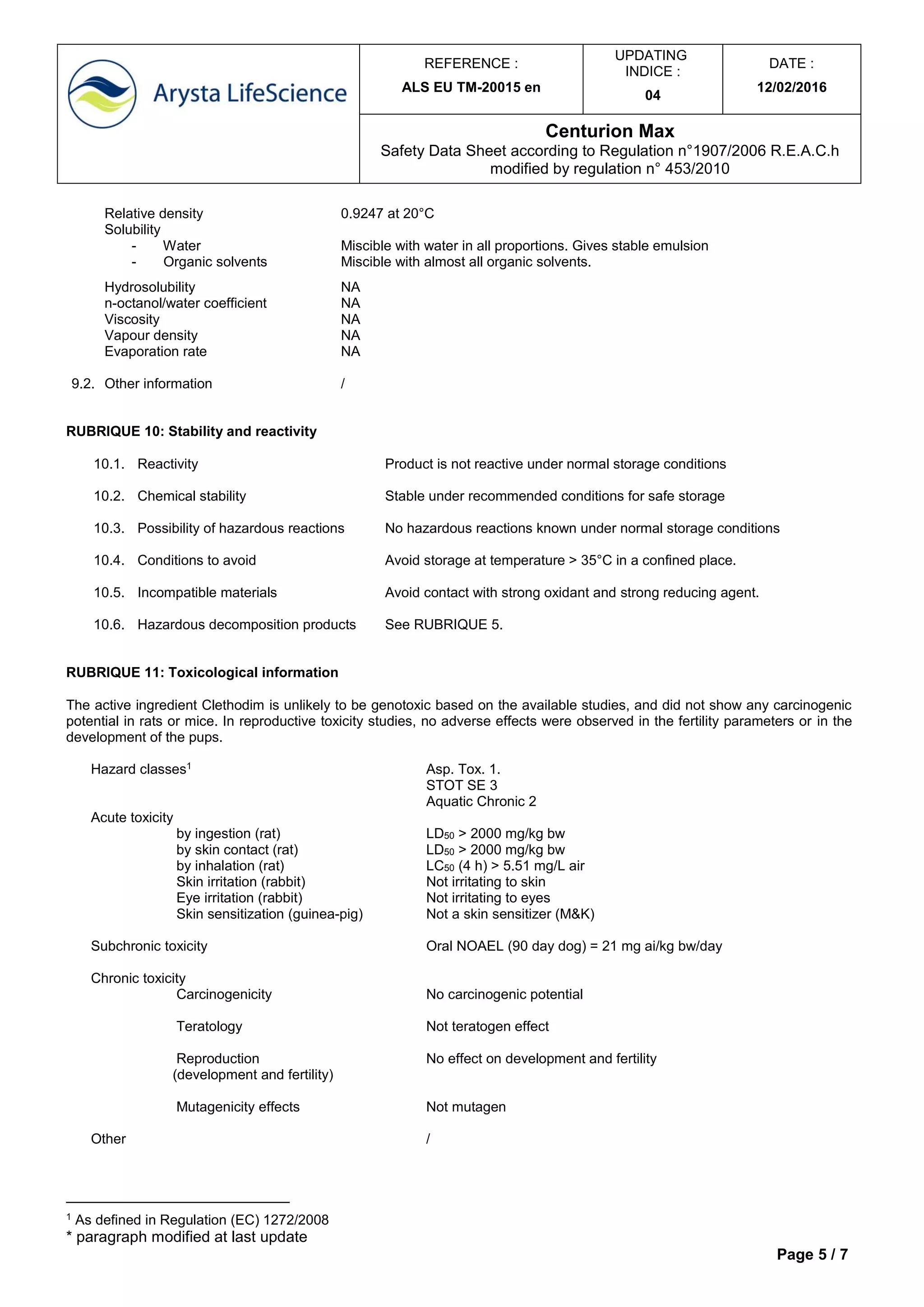 Centurion max msds | PDF