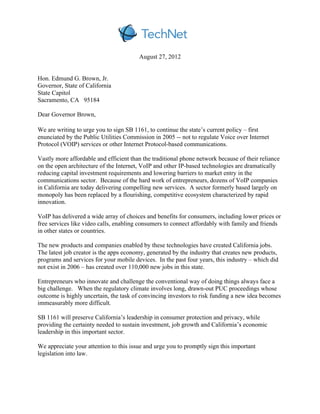 Ceo letter to governor in support of sb 1161 | PDF