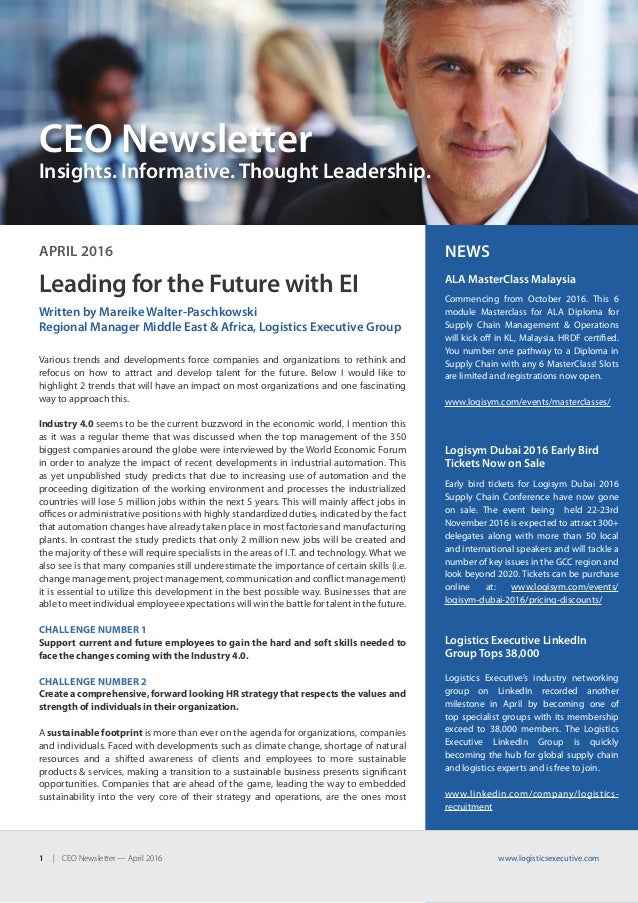 CEO Newsletter - Leading for the Future with EI