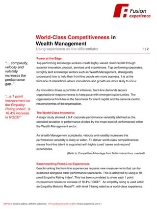 Customer Experience in Wealth Management | PDF | Business | Business ...