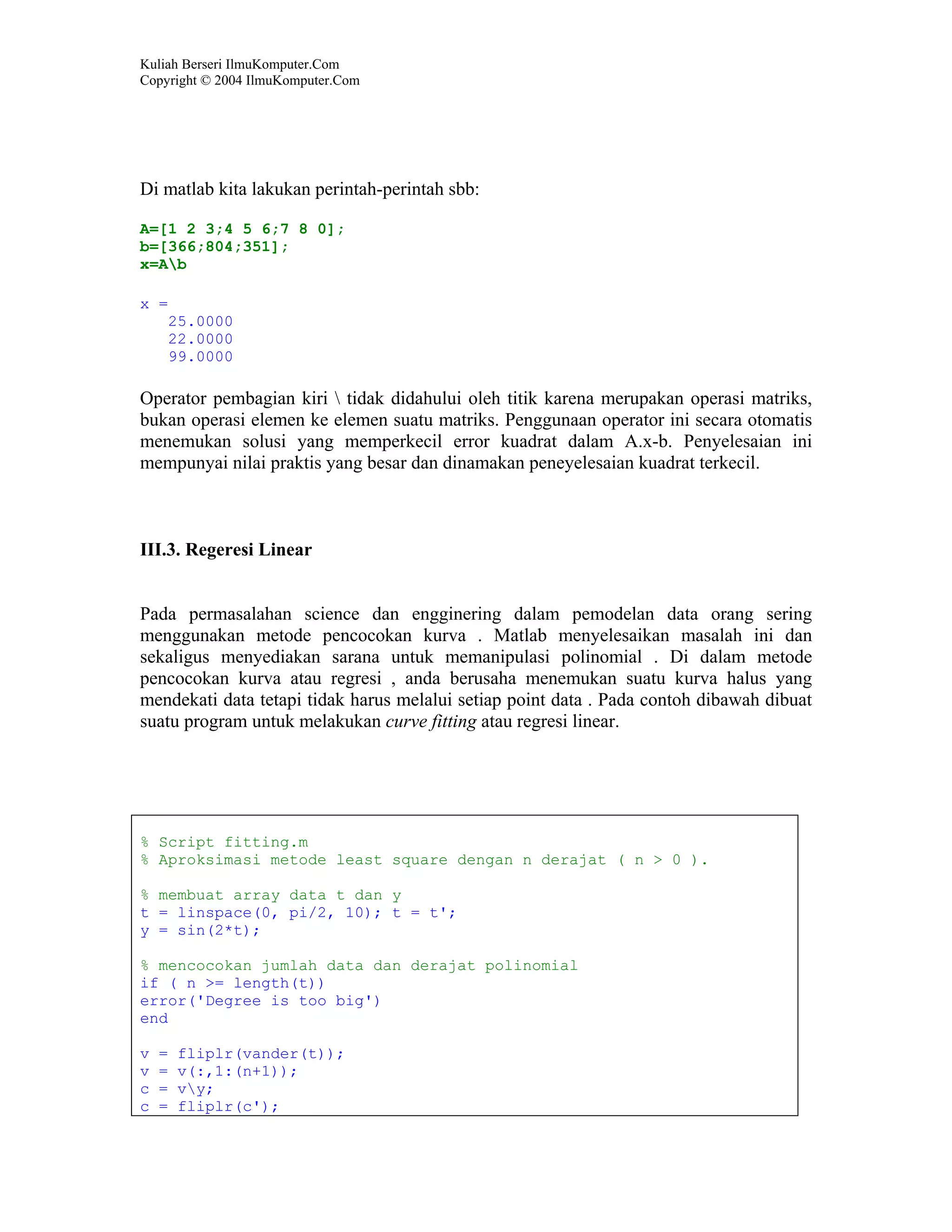 Cepat mahir dengan matlab | PDF