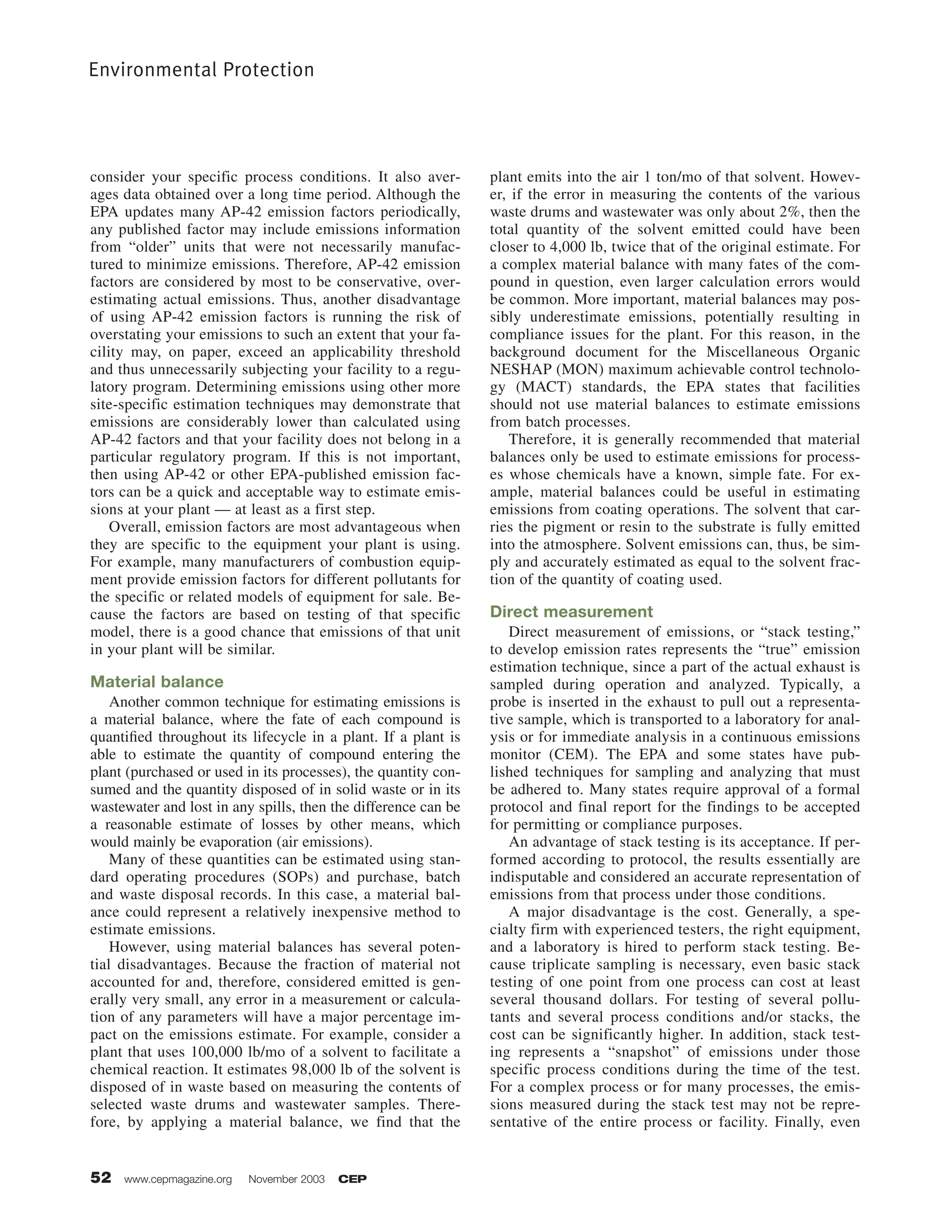 Basics of Preparing an Air Emissions Inventory | PDF