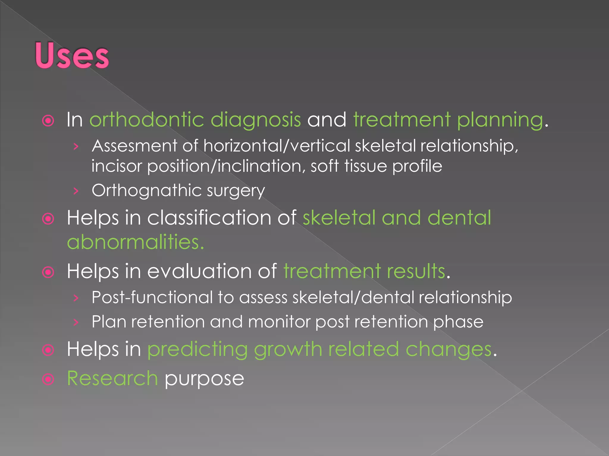 Cephalometrics in orthodontics | PPTX