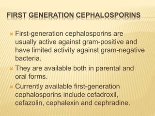 Cephalosphorin | PPTX | Infectious Diseases | Diseases and Conditions