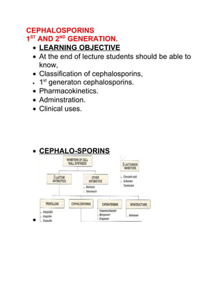 Understanding 1st & 2nd Generation Cephalosporins | PDF