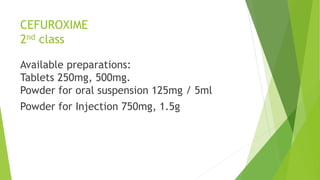 Cephalosporins pharmacology presentation | PPTX
