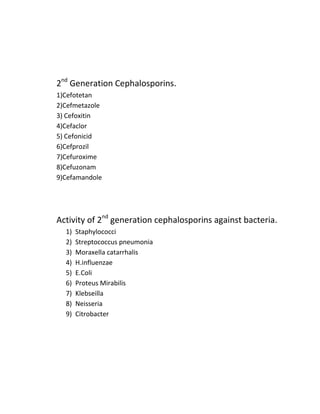 Cephalosporins by Sher Alam khan Mohmand | DOCX