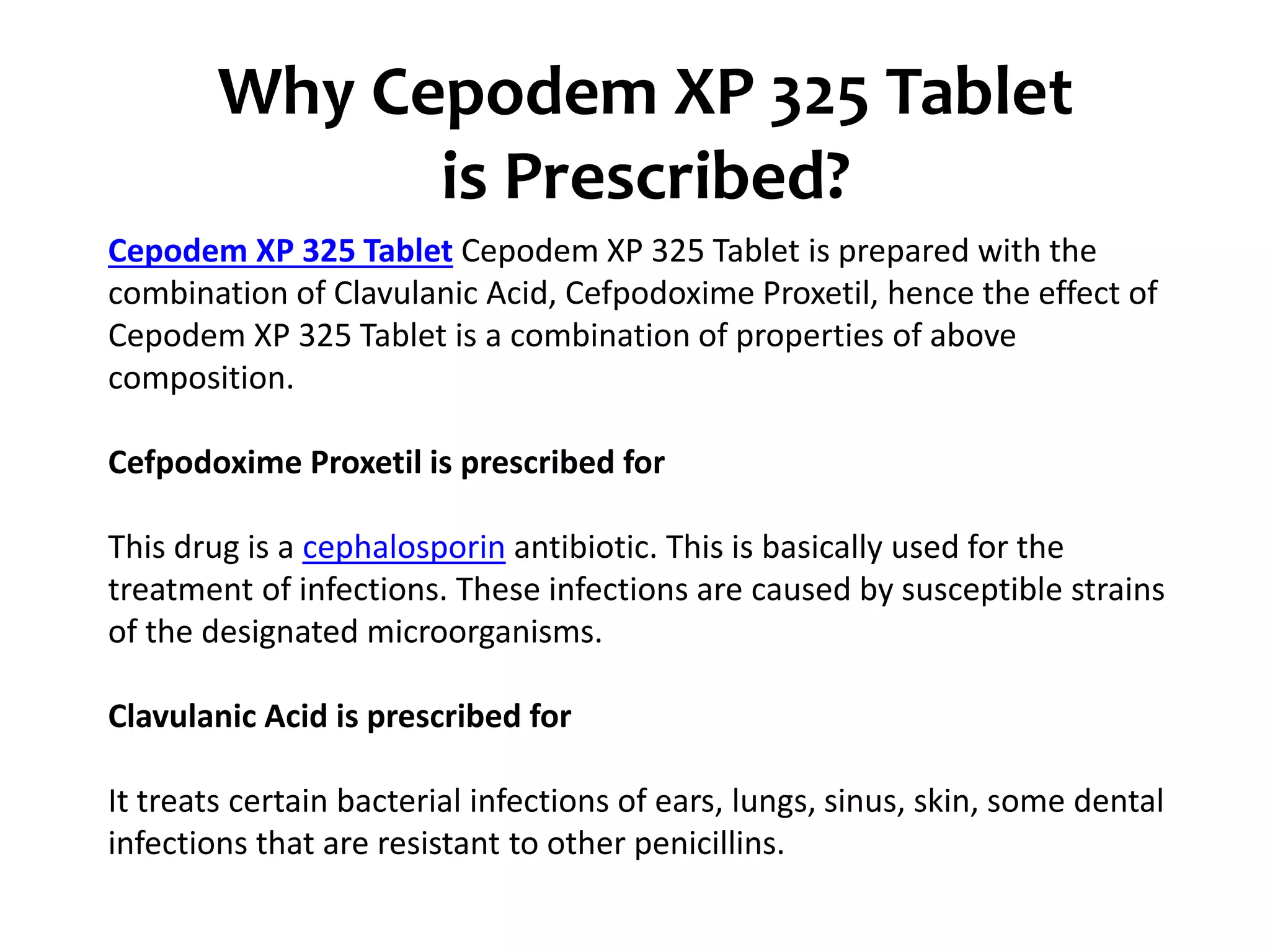 Cepodem xp 325 tablet | PPTX