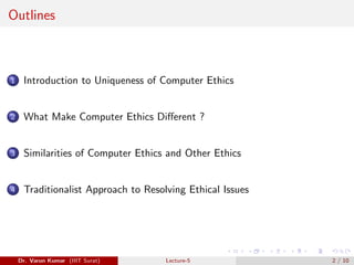 Are Computer Ethical Issues Unique ? | PPT