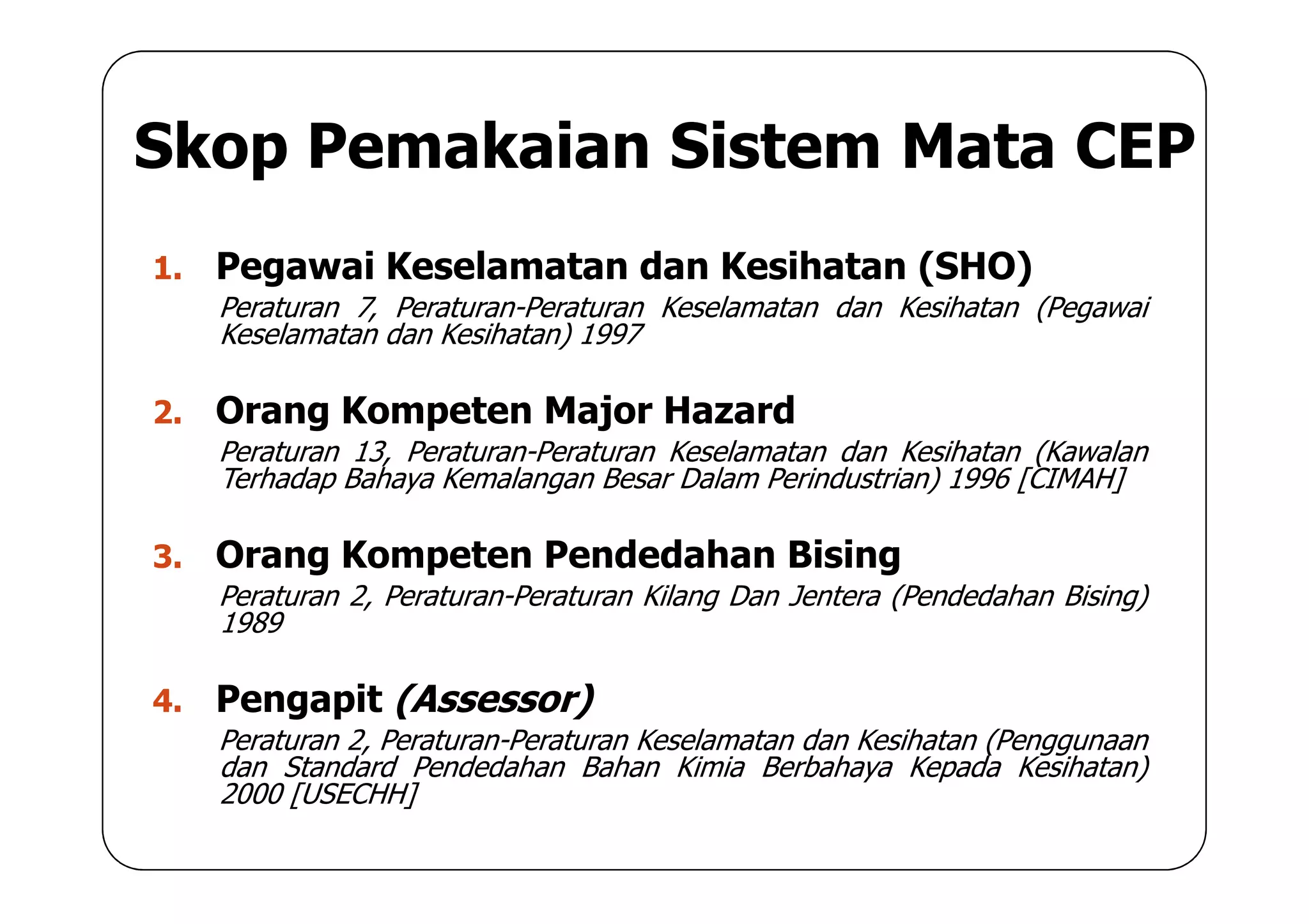 CEP Point System by Ir Hj Mohd Hatta Zakaria | PDF