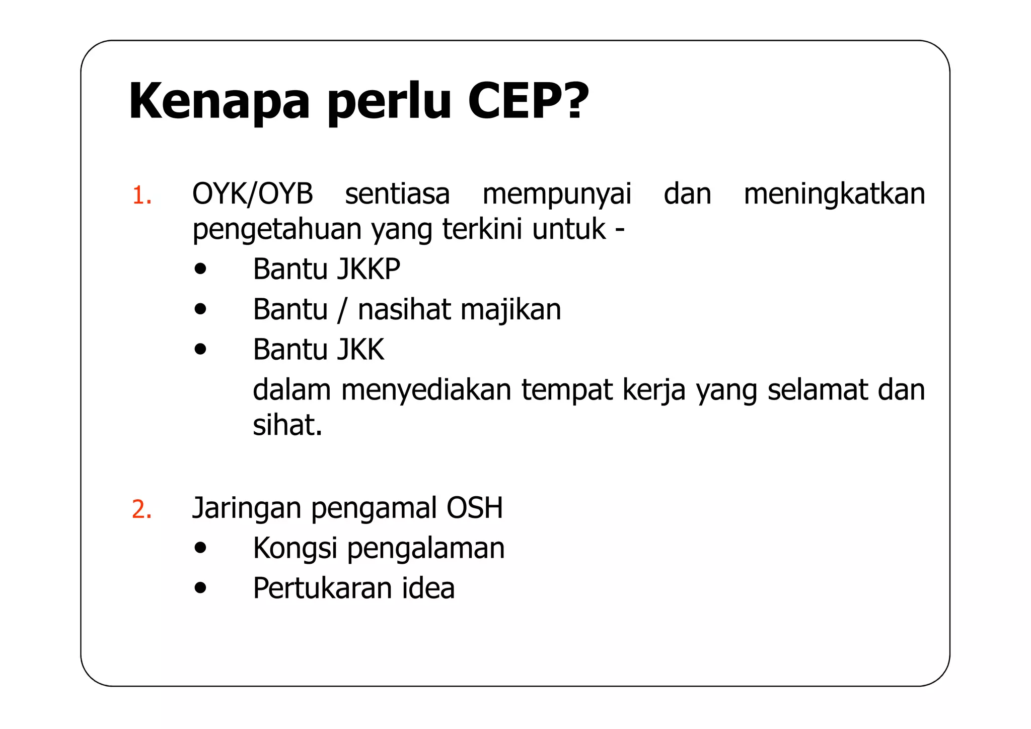 CEP Point System by Ir Hj Mohd Hatta Zakaria | PDF