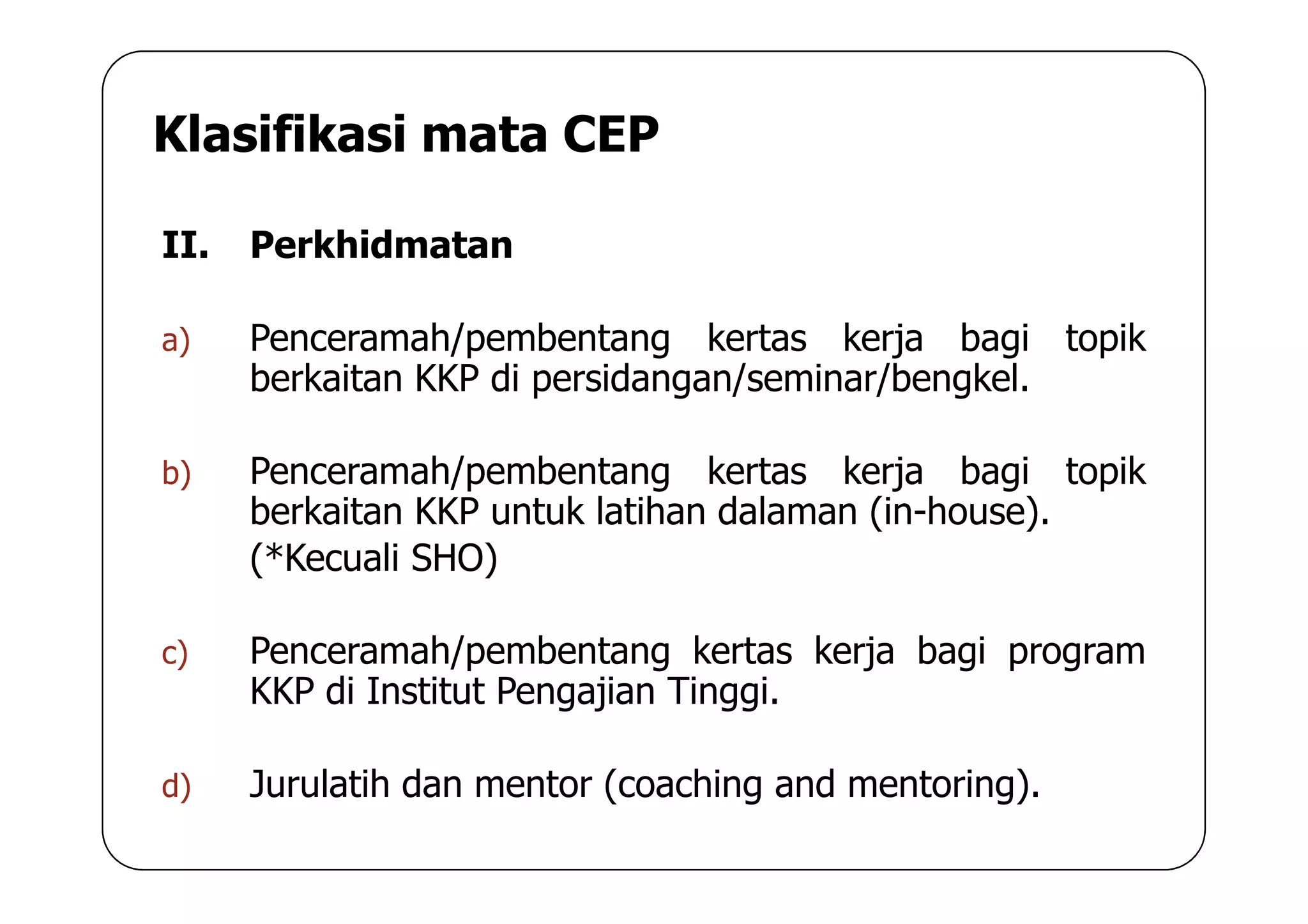 CEP Point System by Ir Hj Mohd Hatta Zakaria | PDF