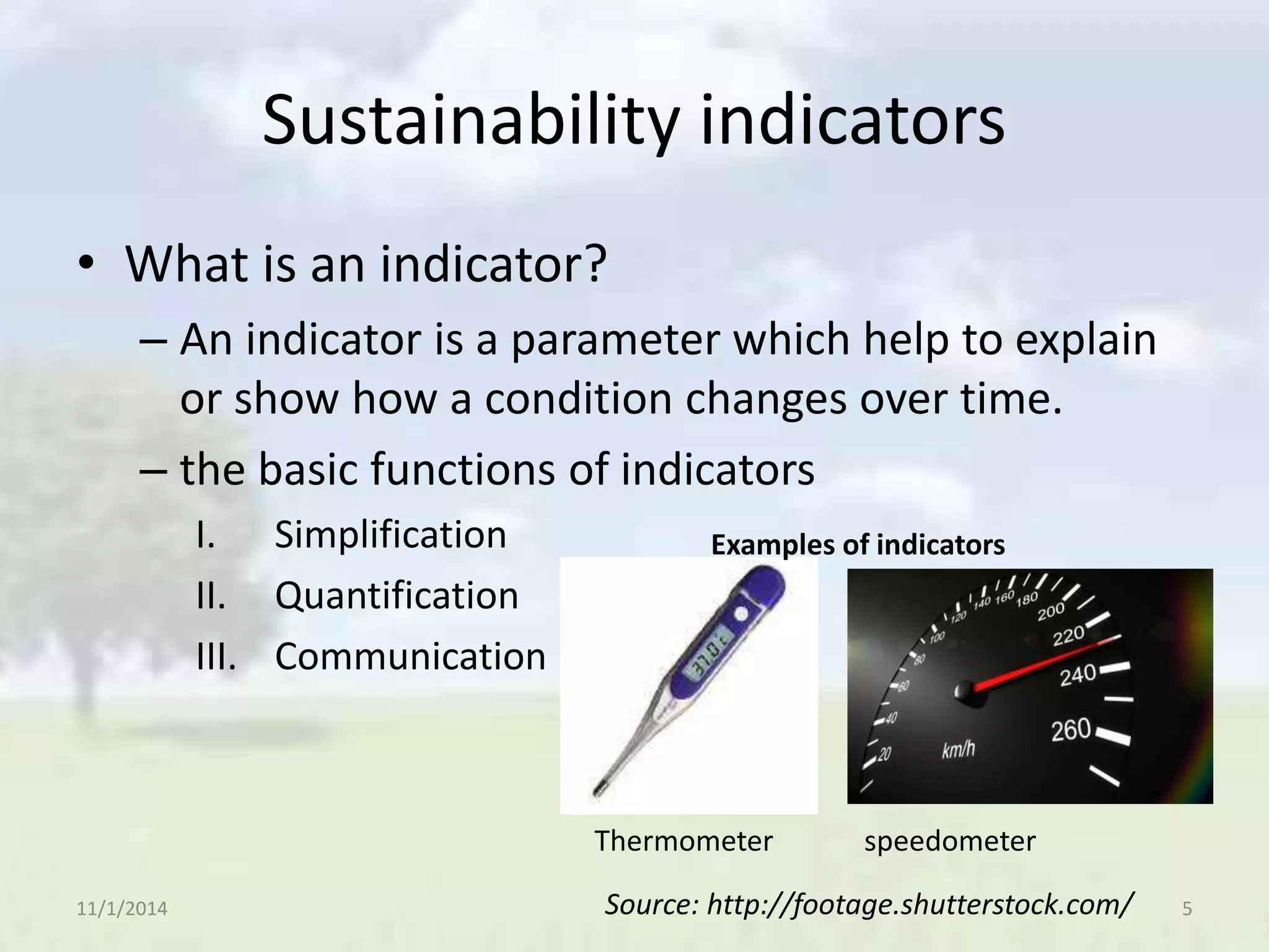 Sustainability indicators of sustainable develpment | PPTX