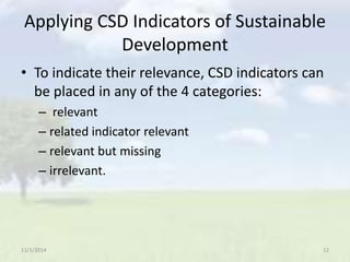 Sustainability indicators of sustainable develpment | PPTX